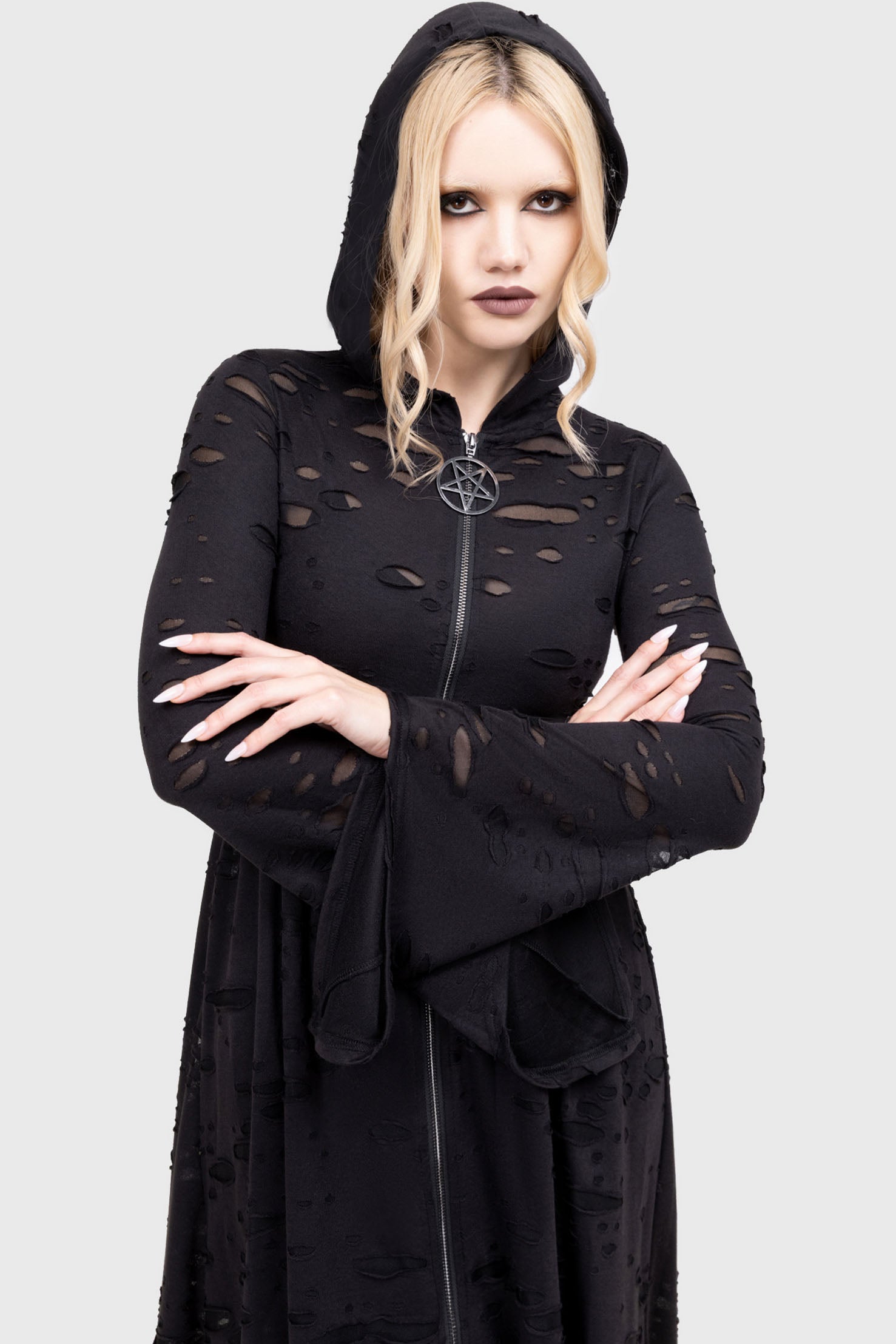 Killstar Forgotten Vale Gothic Cloak with Hood & Distressed Design - Gothic